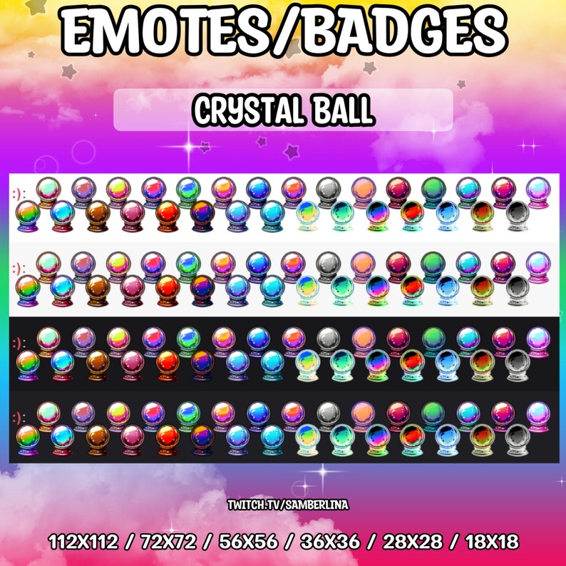 30 Coloured Crystal Ball Emotes/badges Bundle Pack - Twitch, Youtube ...