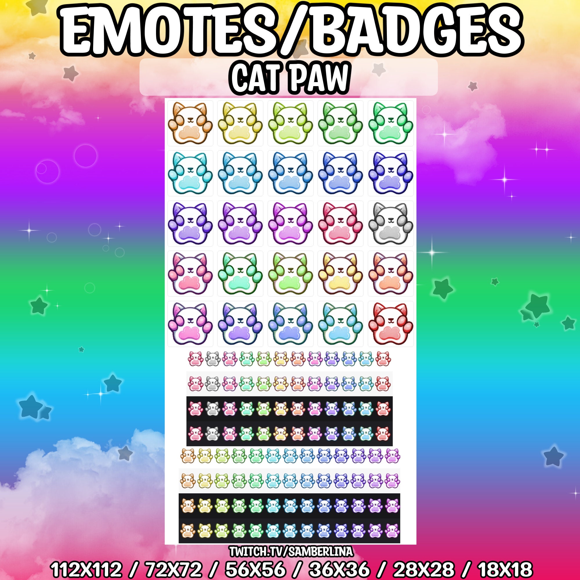 25 Cat Paw Emotes/badges Pack - Twitch, Youtube, Discord | Kawaii Badge ...