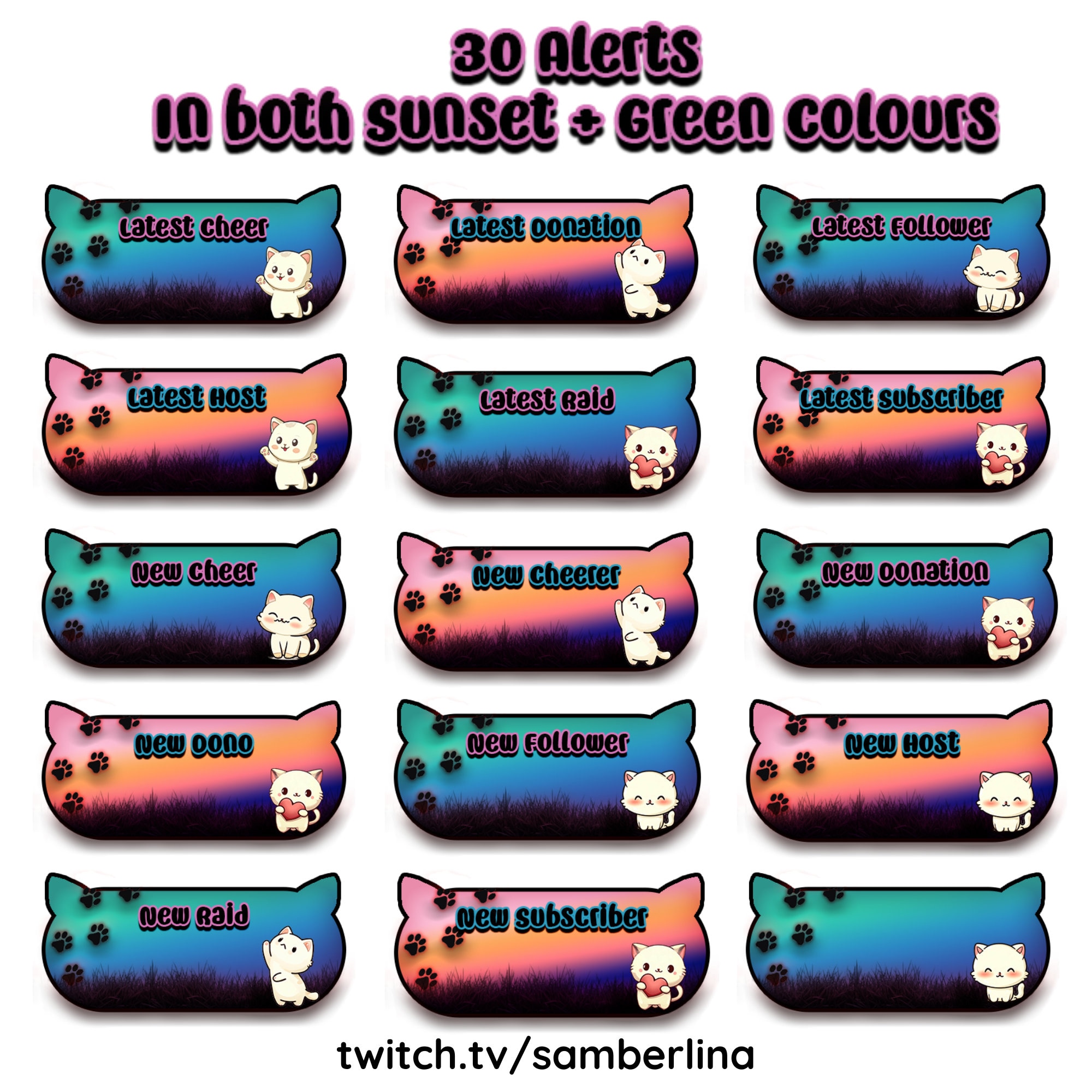 Cute Animated Cat Stream Overlay Package | Stream and Webcam | Twitch ...