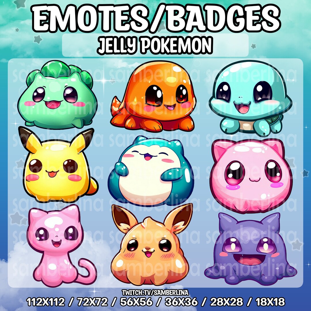 9 Jelly Pokemon Emotes/badges Twitch Youtube Discord - Etsy Canada