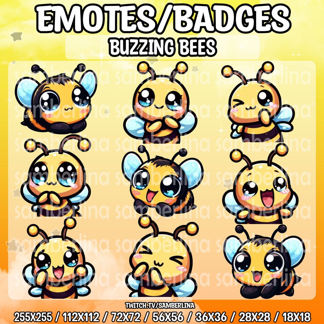 9 Buzzing Bee Emotes/badges Bundle Pack - Twitch, Youtube, Discord ...