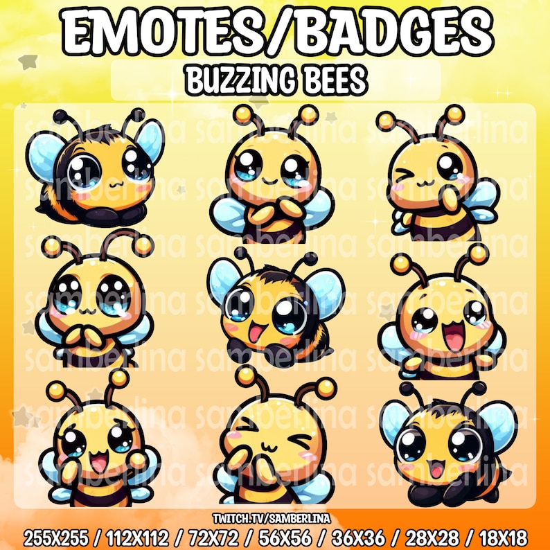 9 Buzzing Bee Emotes/badges Bundle Pack Twitch, Youtube, Discord ...