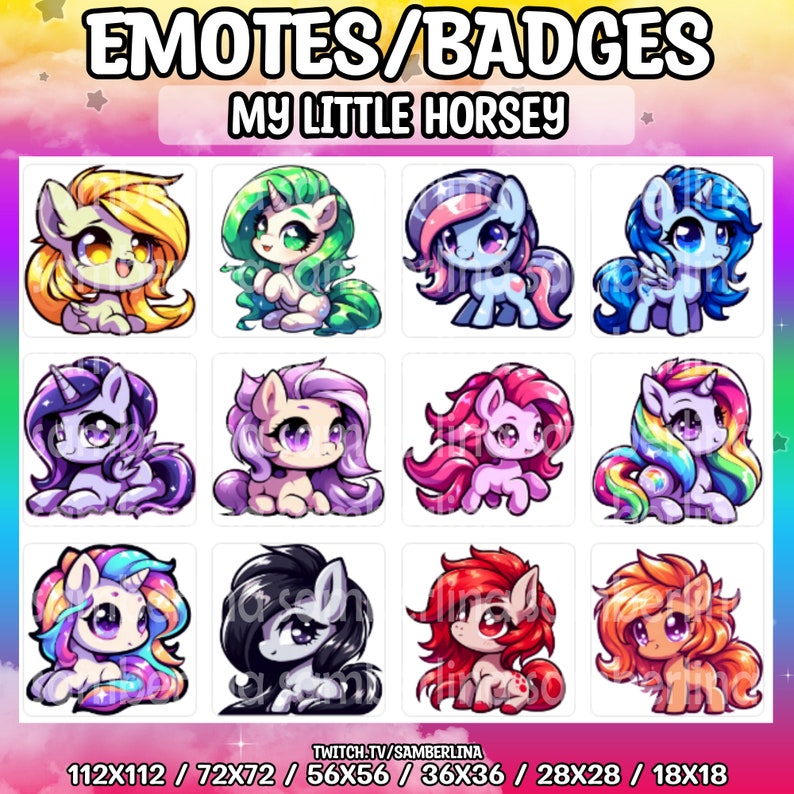 12 My Little Horsey Emotes/badges Bundle Pack Twitch - Etsy