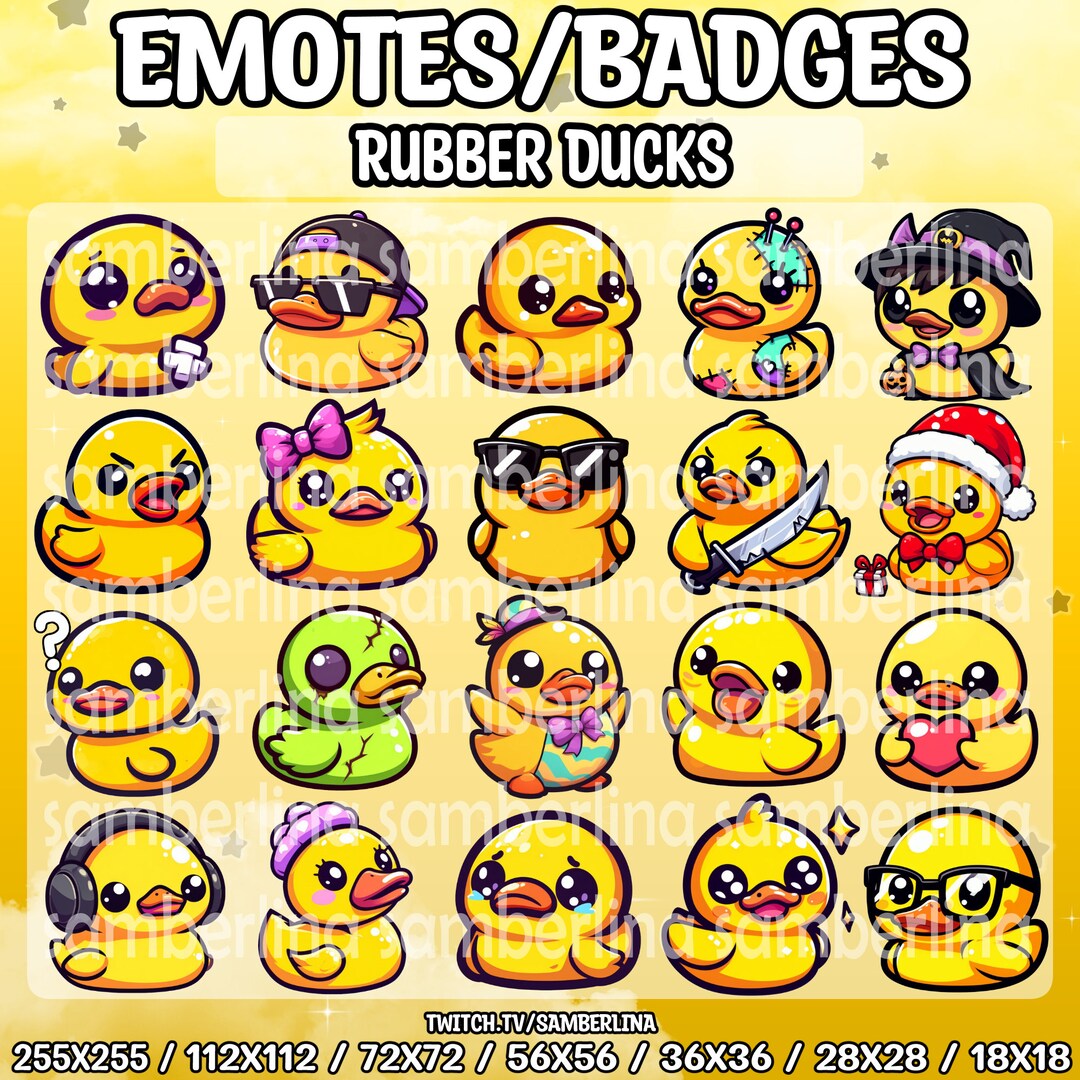 20 Rubber Duck Emotes/badges Bundle Pack - Twitch, Youtube, Discord ...
