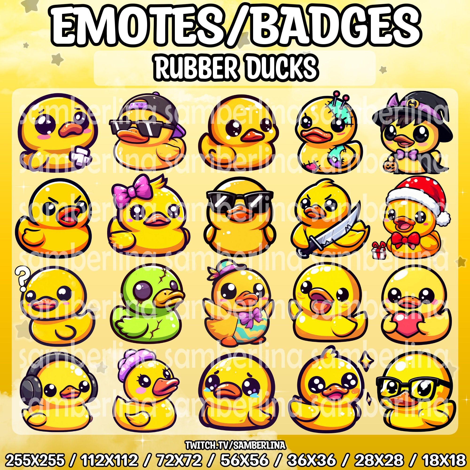 20 Rubber Duck Emotes/badges Bundle Pack - Twitch, Youtube, Discord ...