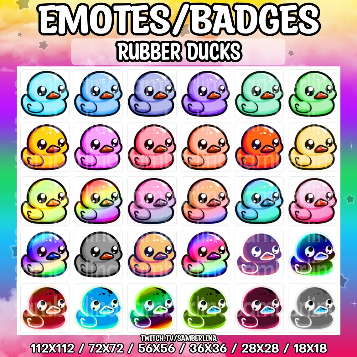 30 Coloured Rubber Duck Emotes/badges Bundle Pack Twitch, Youtube ...