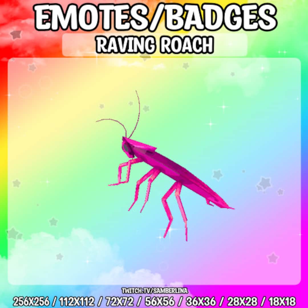 Raving Roach Animated Emote/badge Bundle Pack - Twitch, Youtube, Discord, Tiktok | Cute Chibi ...