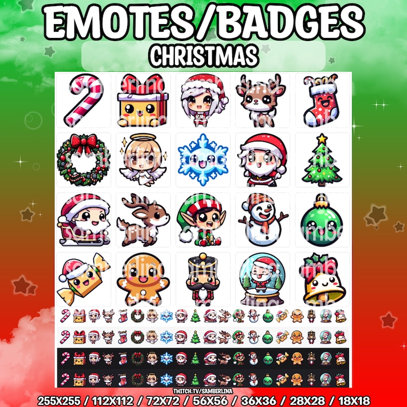 20 Christmas Emotes/badges Bundle Pack - Twitch, Youtube, Discord ...