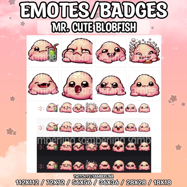 8 Blobfish Emotes/badges Bundle Pack - Twitch, Youtube, Discord | Cute ...