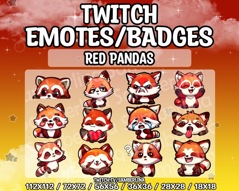 Cute Red Panda Emotes/badges Twitch Youtube Discord - Etsy