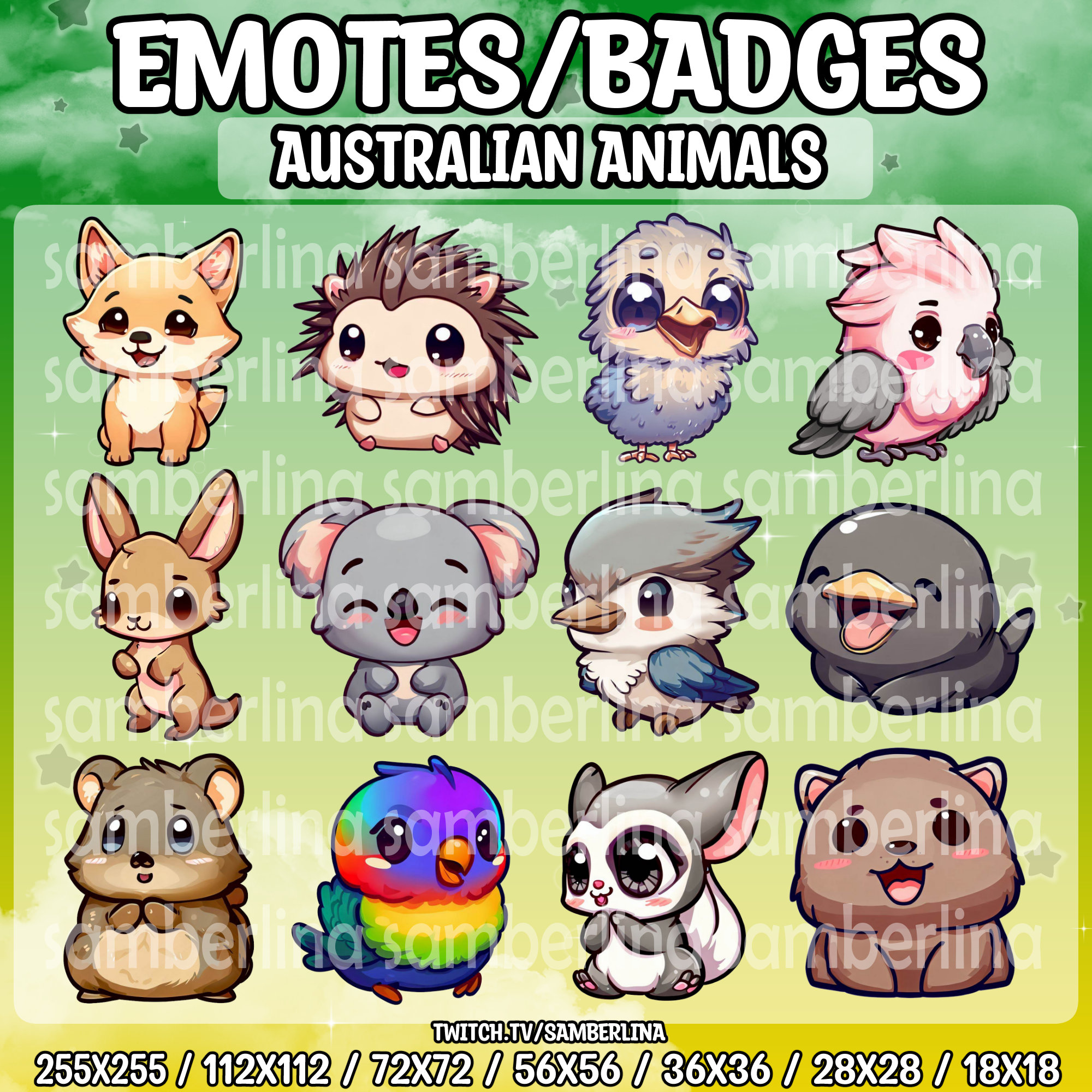 12 Australian Native Animals Emotes/badges Pack - Twitch, Youtube ...