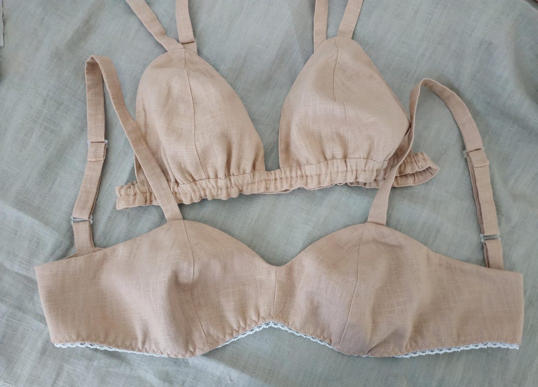 2 Set Two Bras, Linen Bra, Ecological Bra Home Wear/linen 100 %/sport ...