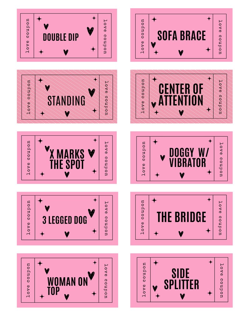 Sex Coupon Book Printable Sex Positions Naughty Age 18 Adult Content ...