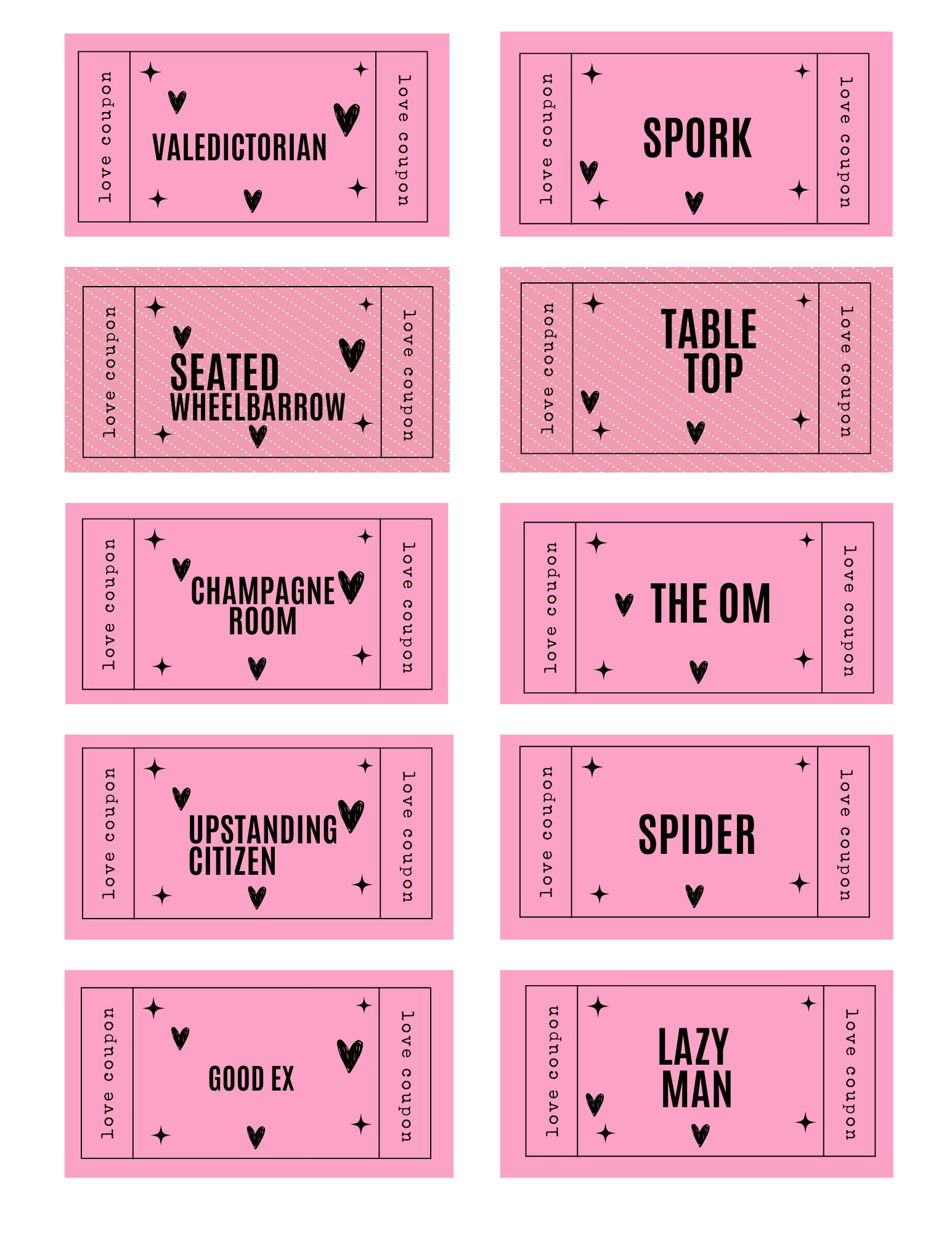 Sex Coupon Book Printable Sex Positions Naughty Age 18 Adult Content