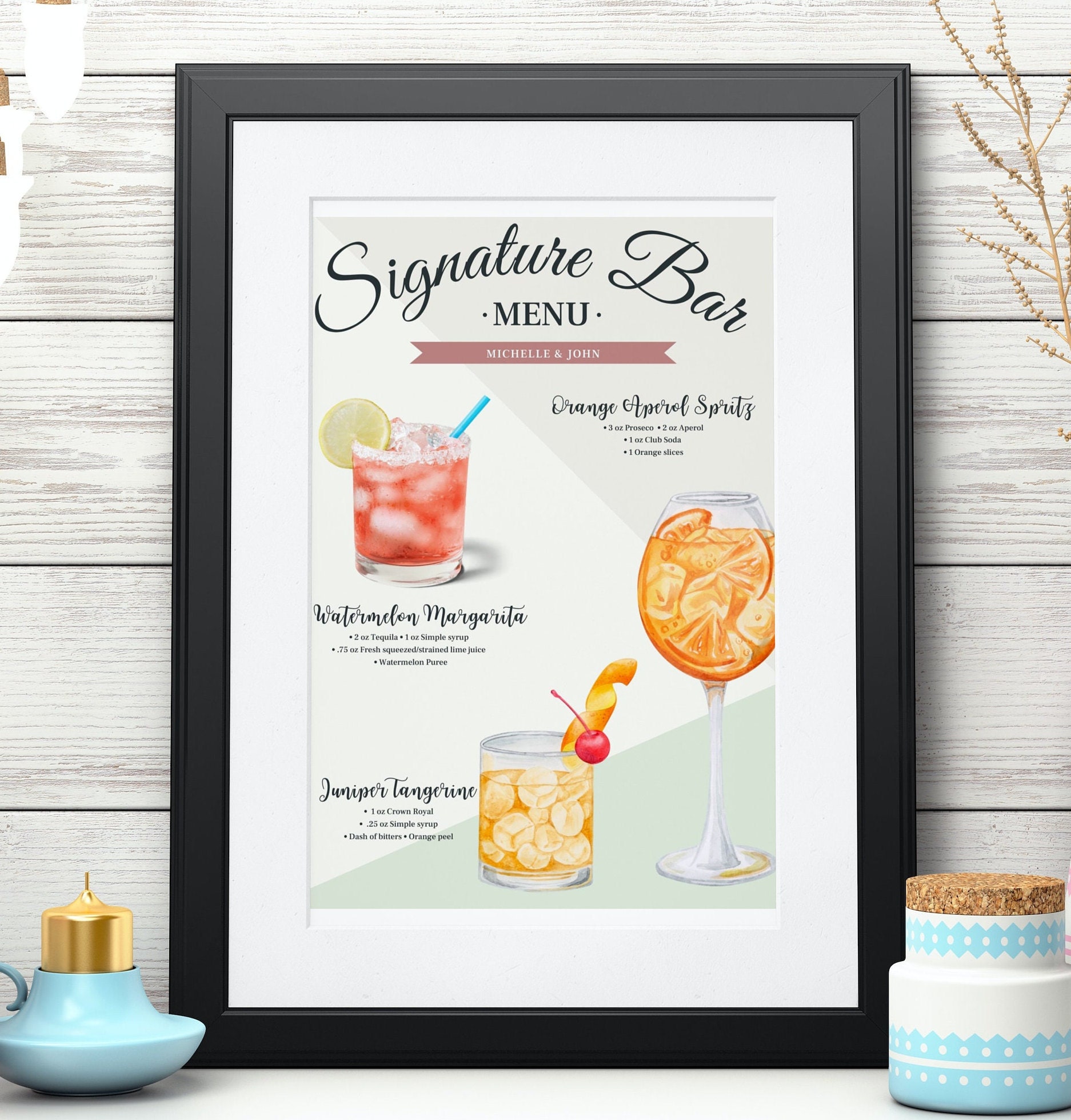 Signature Cocktail Bar Menu | Cocktails | Wedding Bar | Menu | Editable ...