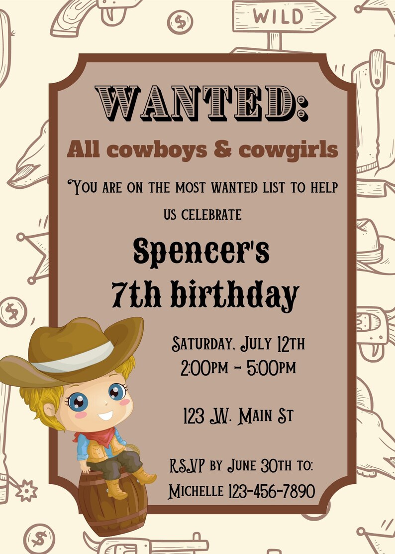 Western Birthday Party Invitation | Western Invite | Western Cowboy ...