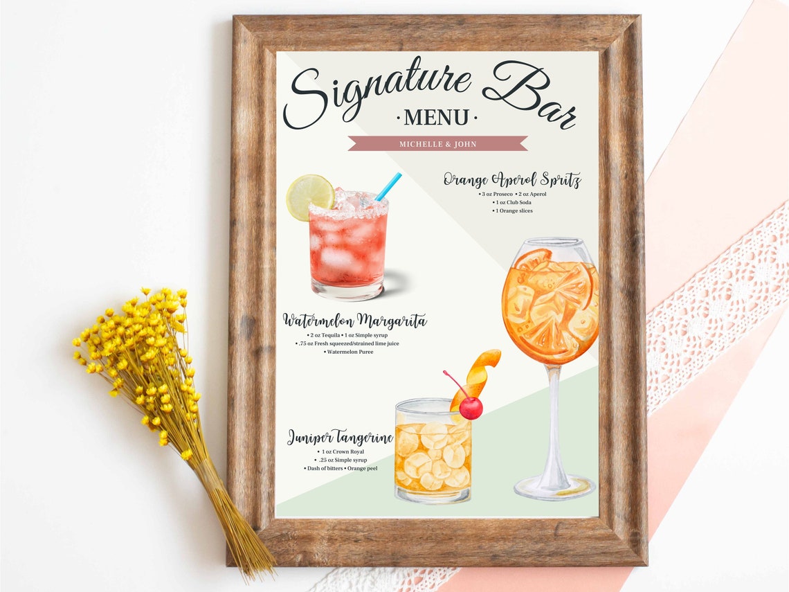 Signature Cocktail Bar Menu | Personalized | Cocktails | Wedding Bar ...
