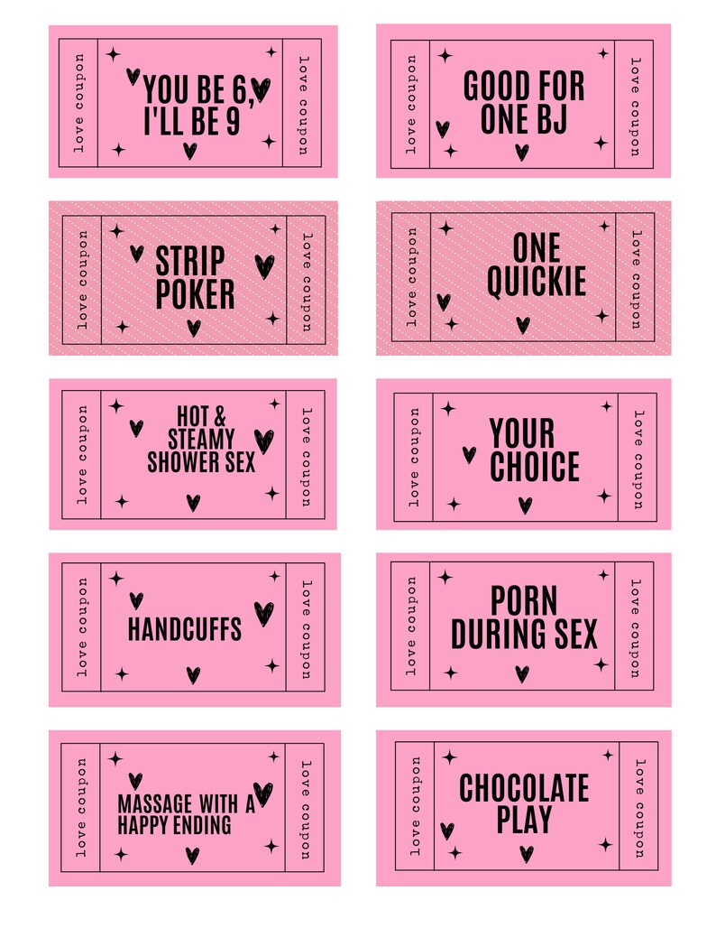 Sex Coupon Book Printable Sex Positions Naughty Age 18 Adult Content Naughty T