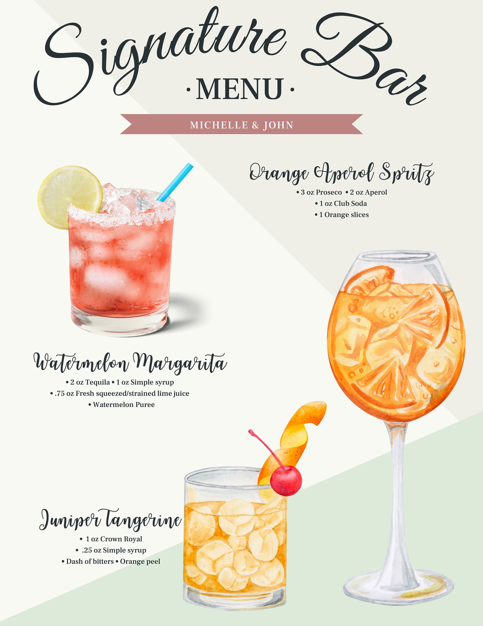 Signature Cocktail Bar Menu | Personalized | Cocktails | Wedding Bar ...