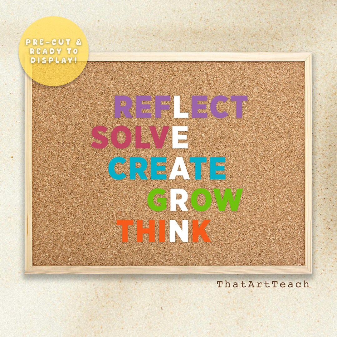 Reflect, Solve, Create, Grow, Think and Learn Bulletin Board | Premade ...