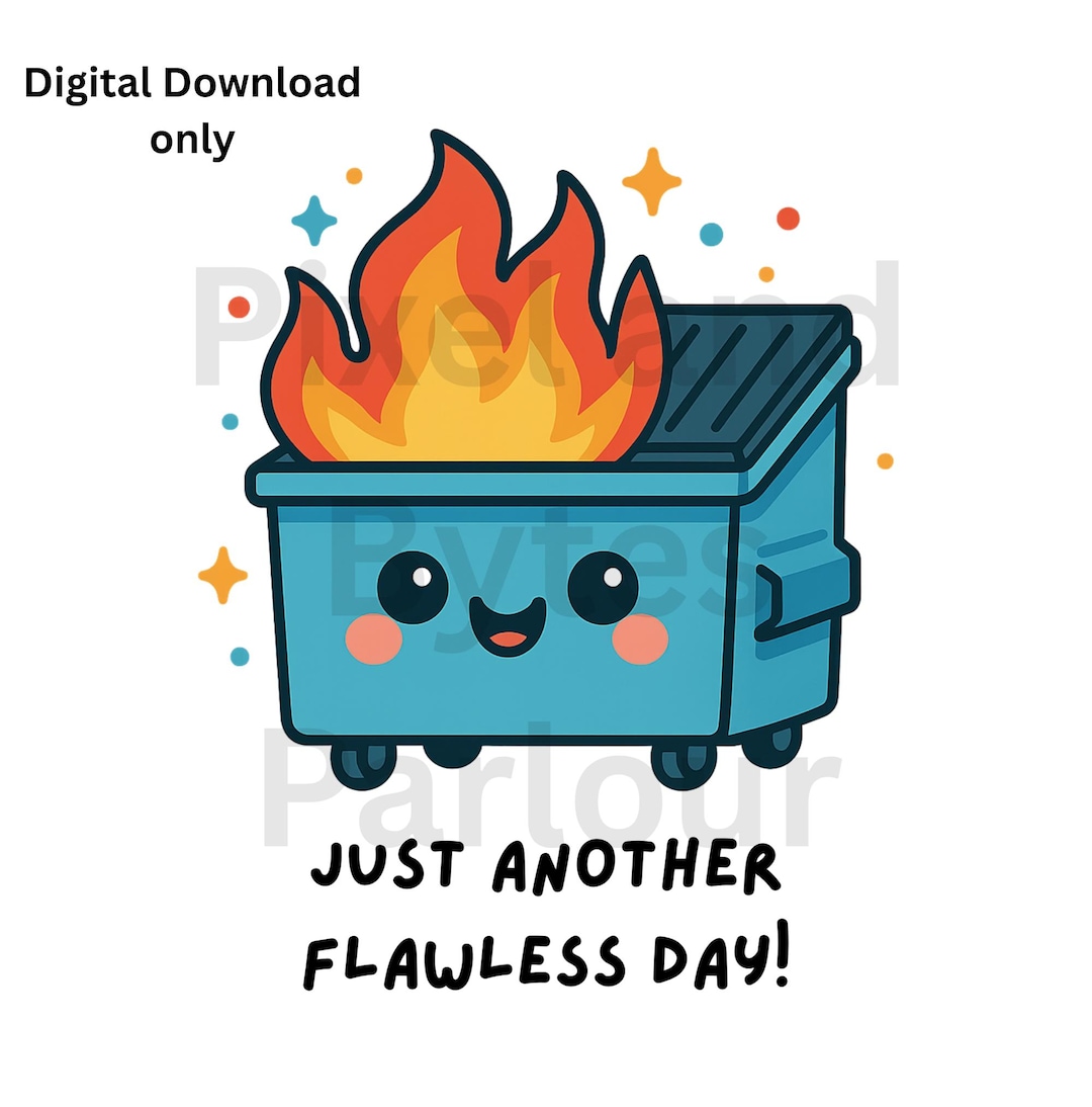 Dumpster Fire PNG | Cute Cartoon Trash Fire Clipart | Funny Chaos ...