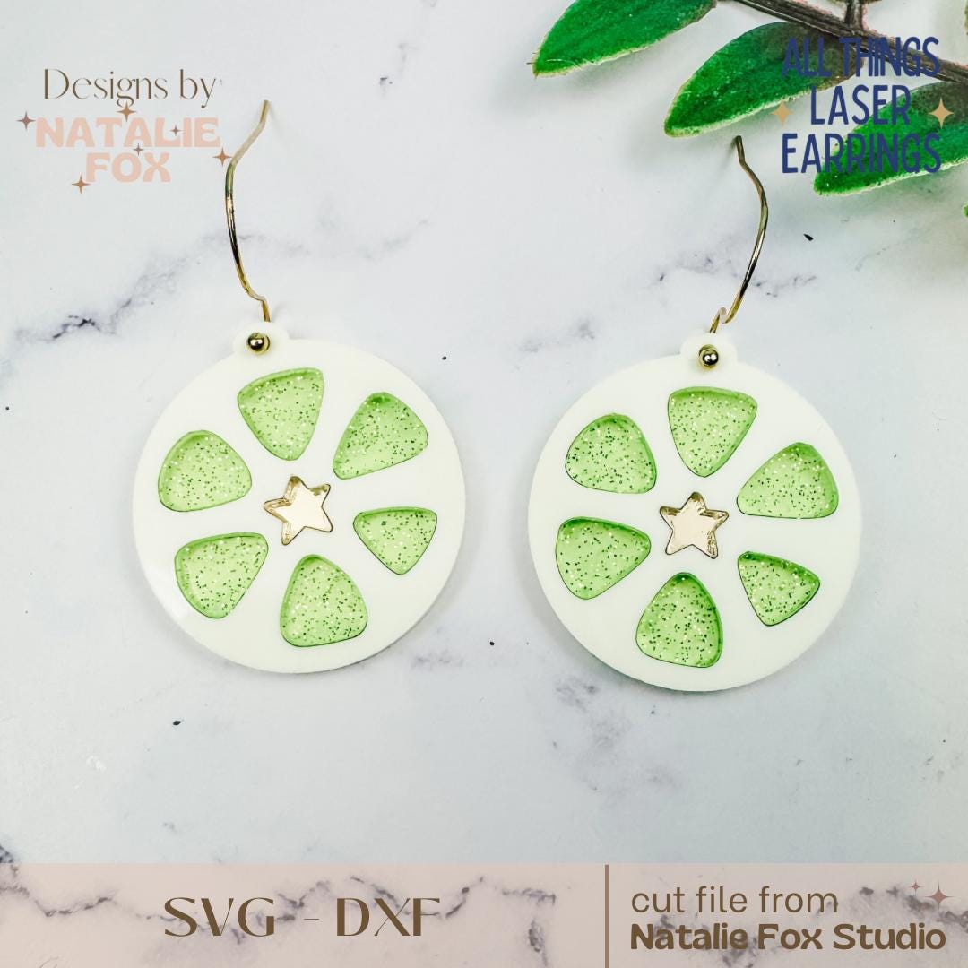 Lemon Slice Inlay Earring SVG File: Laser Cut Jewelry (digital Download ...