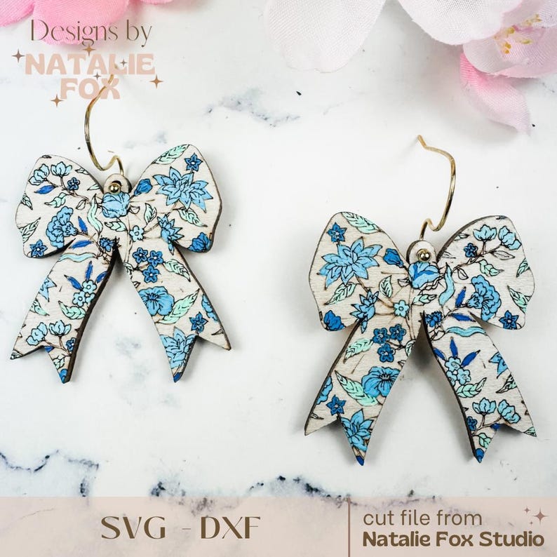 Chinoiserie Bow Earrings SVG: Delftware Laser File (digital) - Etsy