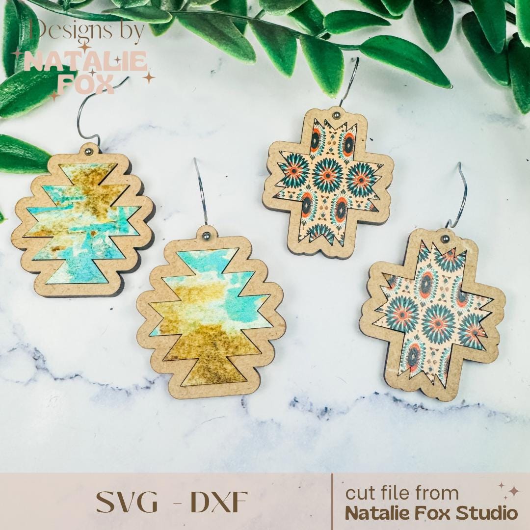 Navajo Inlay Earring Digital File, Western Laser Cut SVG, Southwestern ...