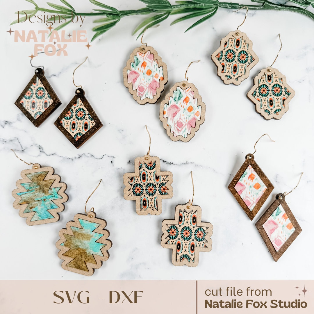 Southwestern Earring Inlay SVG Bundle: Laser Cut Jewelry (digital ...