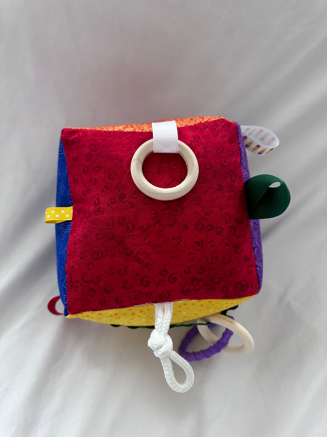 Baby Sensory Block, Rattle Activity Cube, Gender Neutral Fabrics ...