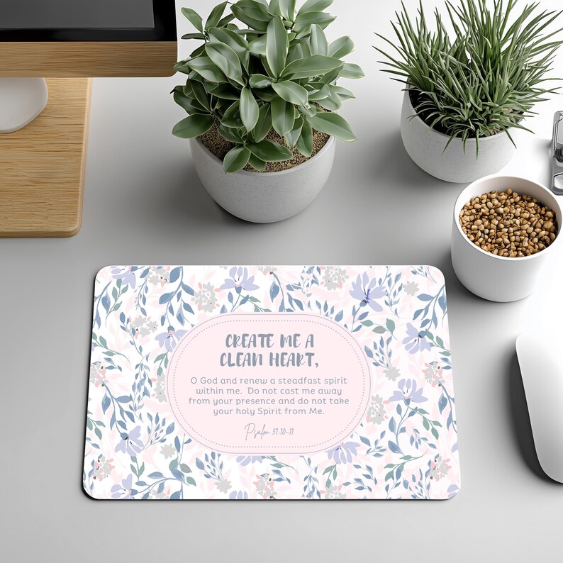 Custom Mousepad With Bible Verse, Floral Inspirational Mouse Pad ...