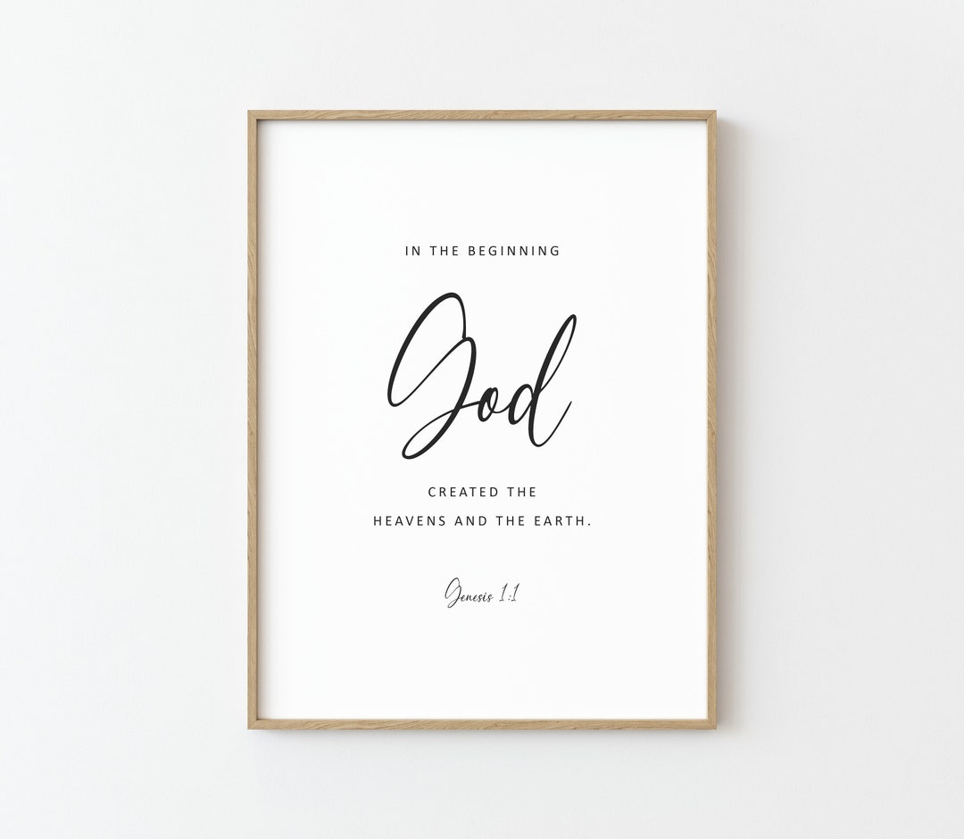 Genesis 1:1, Bible Verse Art "in the Beginning" - Christian Wall Art ...