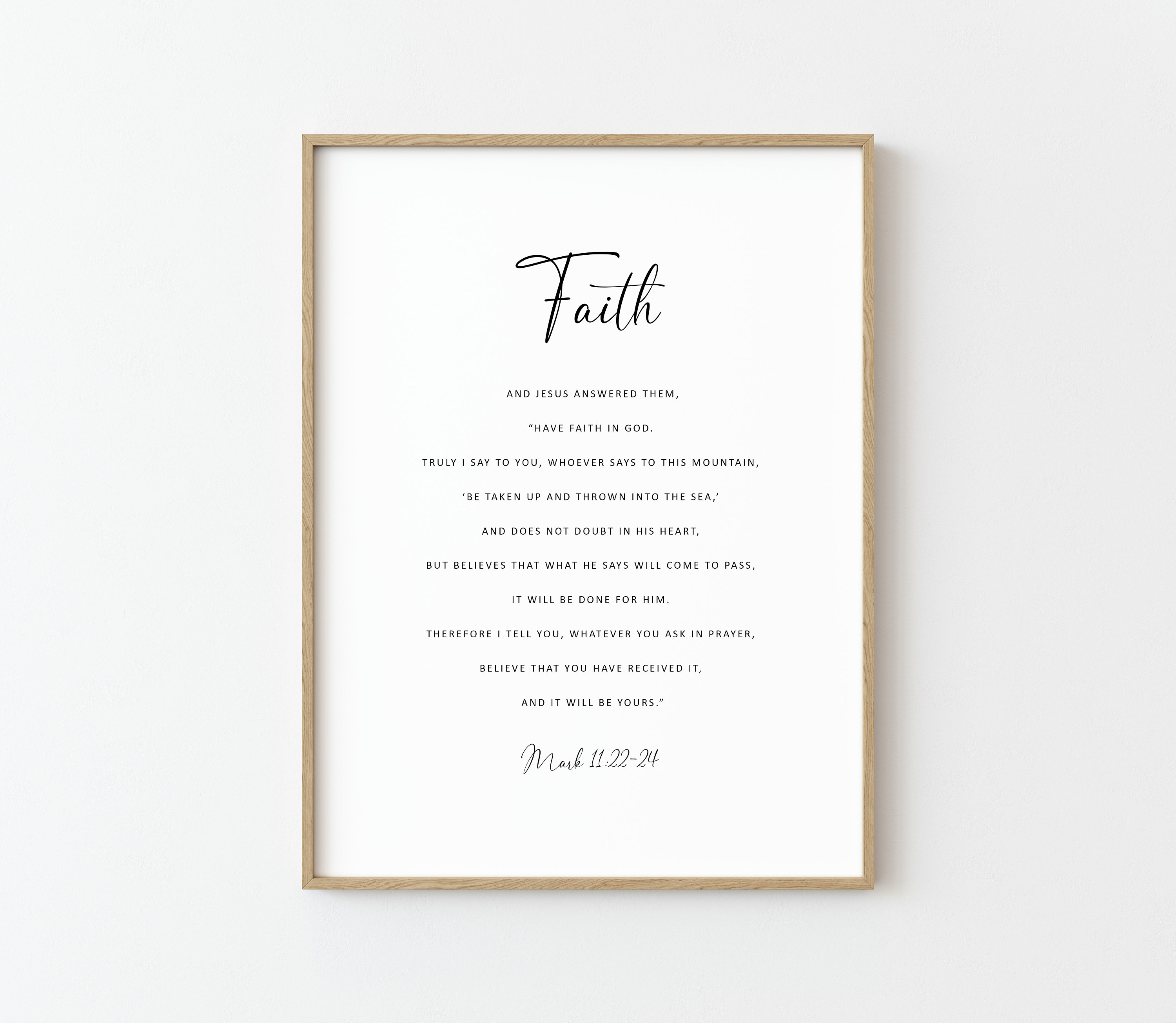 Mark 11:22-24, FAITH, Bible Verse Printable Art, Modern Wall Art ...