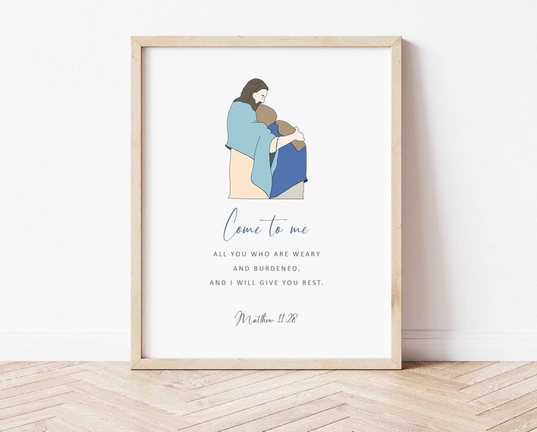 Matthew 11:28, Jesus Embrace, Bible Verse Printable Art, Modern ...
