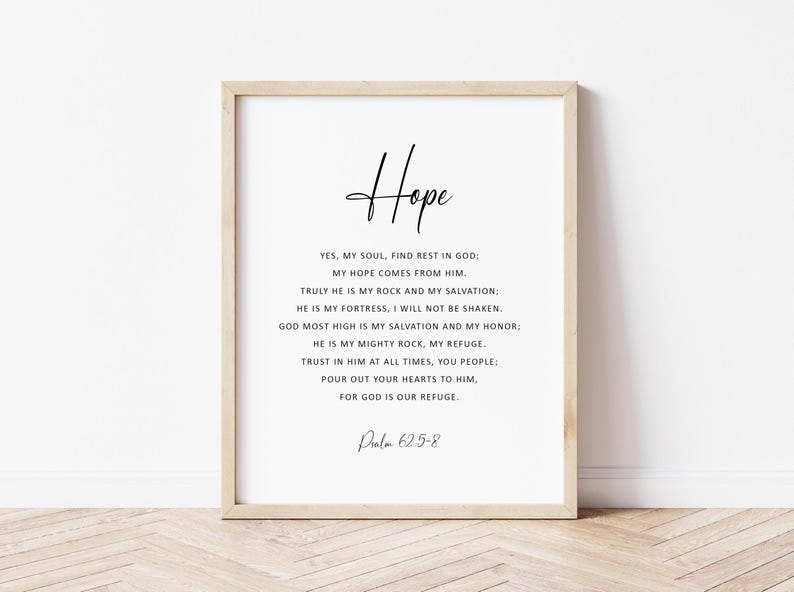 Psalm 62:5-8 - Hope, Bible Verse Art - Vertical, Christian Wall Art ...