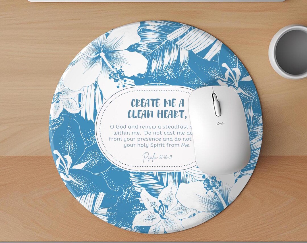 Mousepad With Custom Bible Verse, Hibiscus Floral Mouse Pad, Christian ...