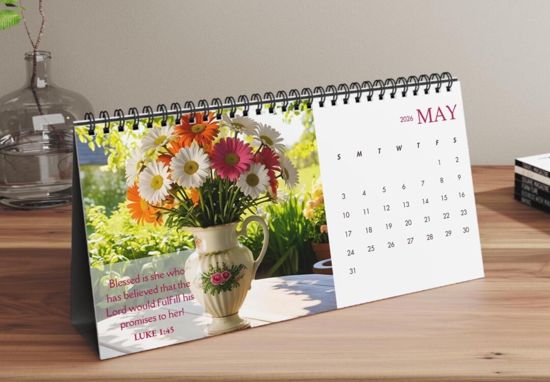 2026 Desktop Calendar Monthly, Includes Bible Verses for Each Month ...