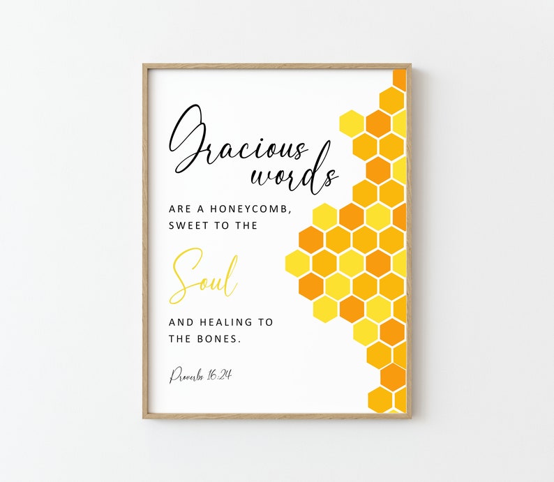 Proverbs 16:24, Bible Verse Printable Art, Christian Wall Art, Digital ...
