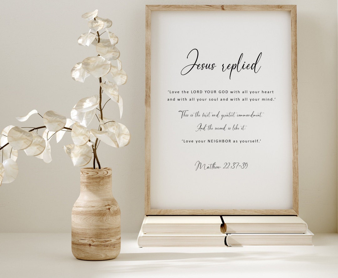 Matthew 22:37-39, Bible Verse Printable Art, Christian Wall Art ...