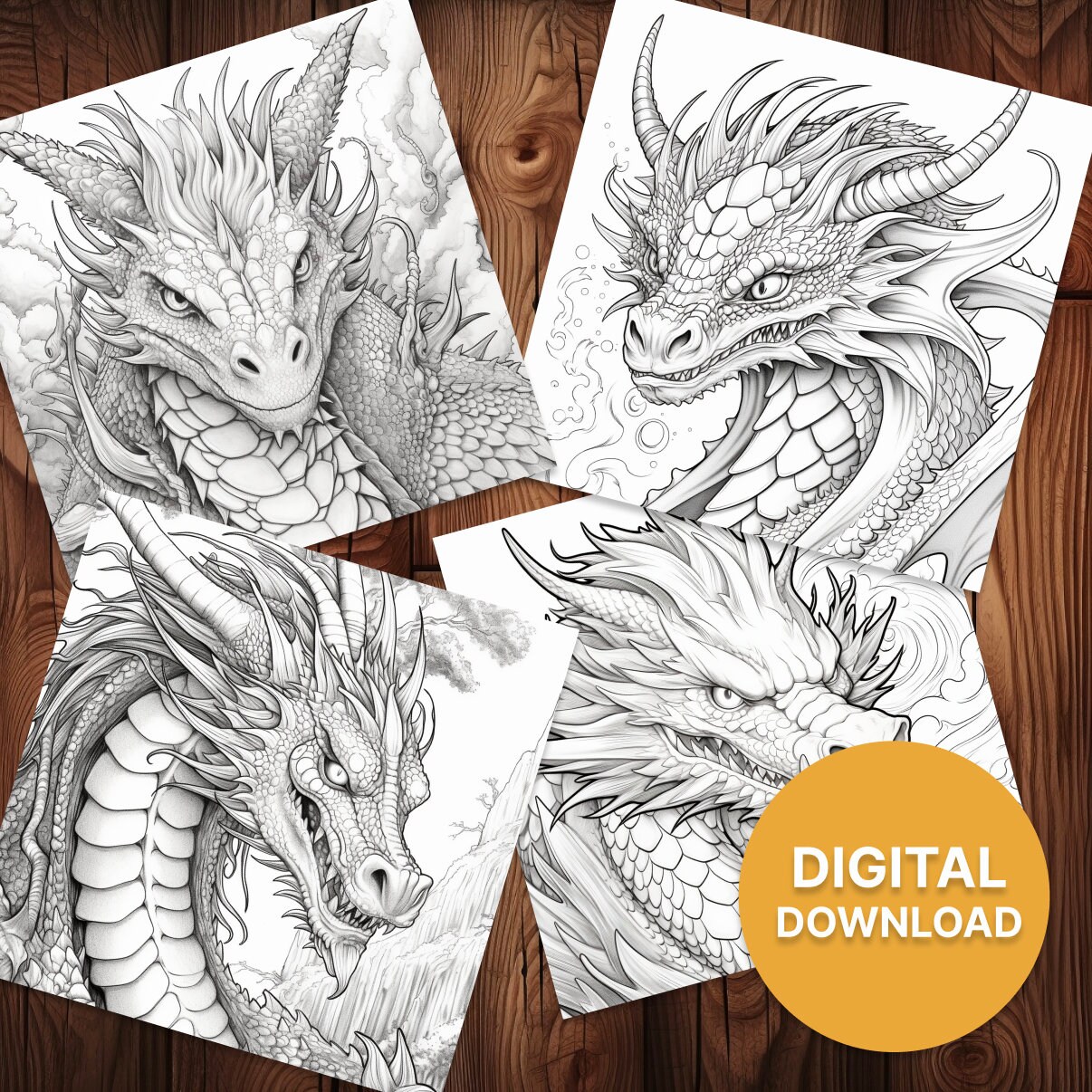 26 Printable Dragon Coloring Pages - Etsy