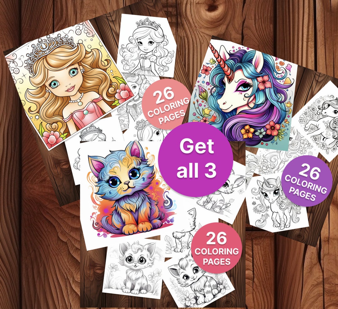 78 Printable Princess, Unicorn, and Cat Coloring Pages for Kids ...