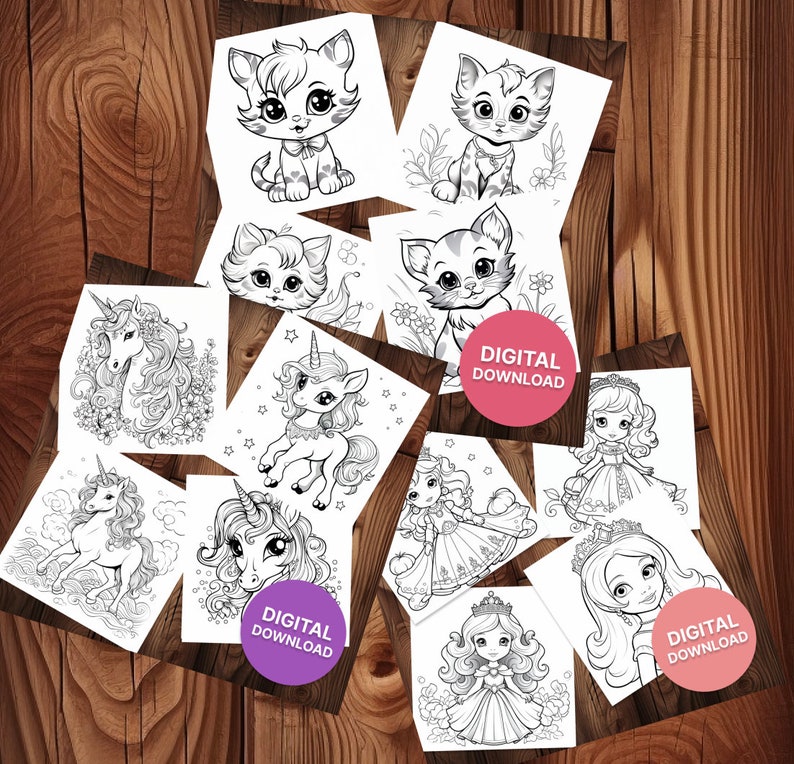 78 Printable Princess, Unicorn, and Cat Coloring Pages for Kids ...
