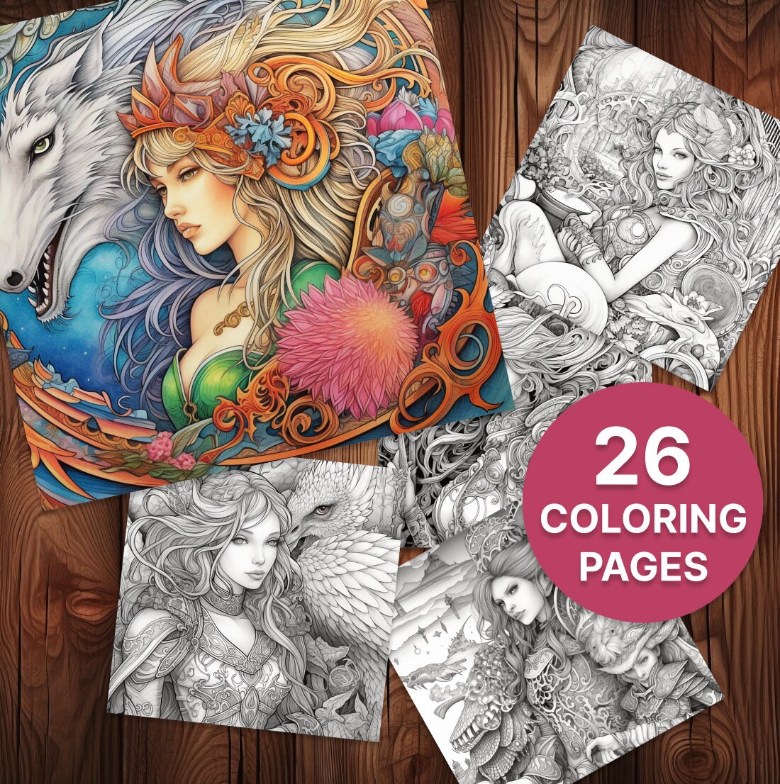 26 Printable Fantasy Coloring Pages - Etsy