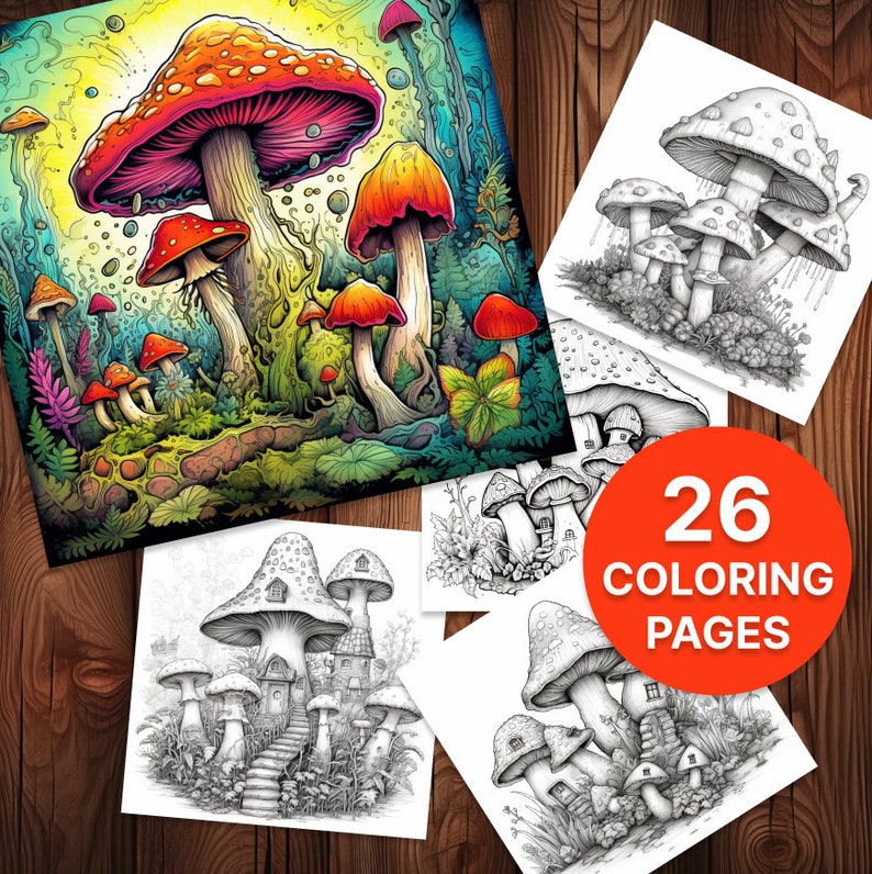 26 Printable Fantasy Mushroom Coloring Pages - Etsy