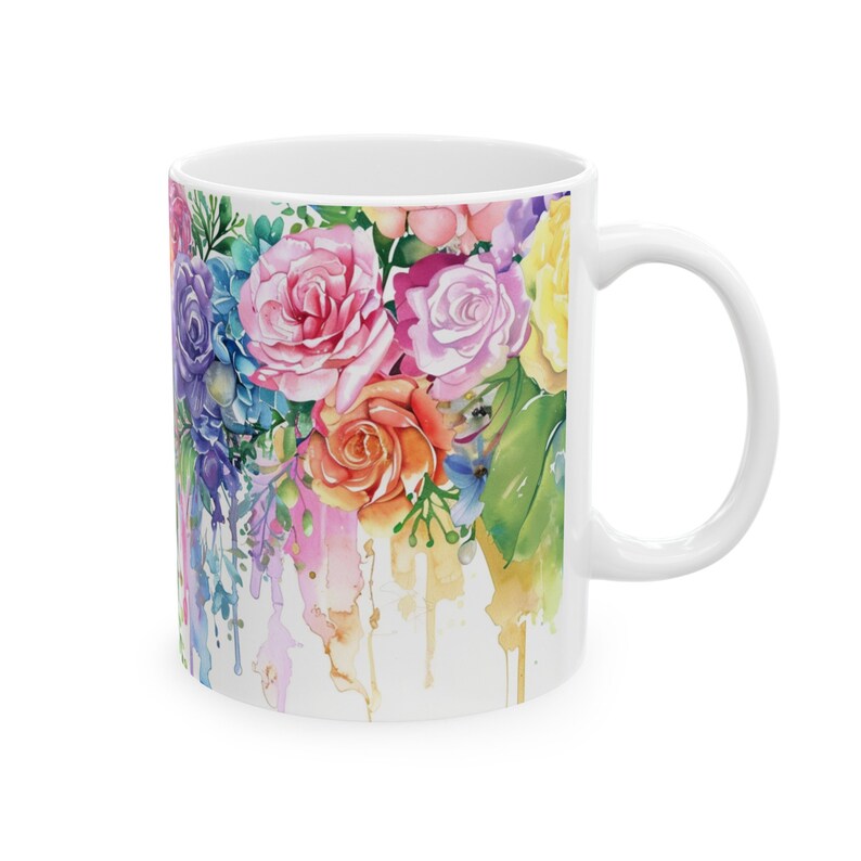 Colorful Watercolor Floral Simple Floral Design, Coffee Mug, Tea Cup ...