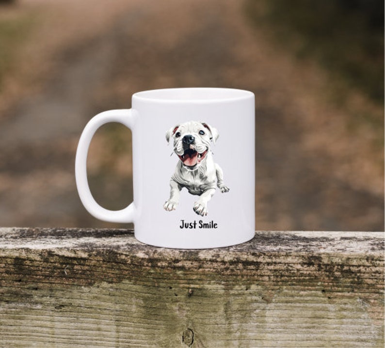 Smiling Pitbull Puppy Mug Pitbull Mug, Puppy, Dog Lover Gift, Happy Dog ...