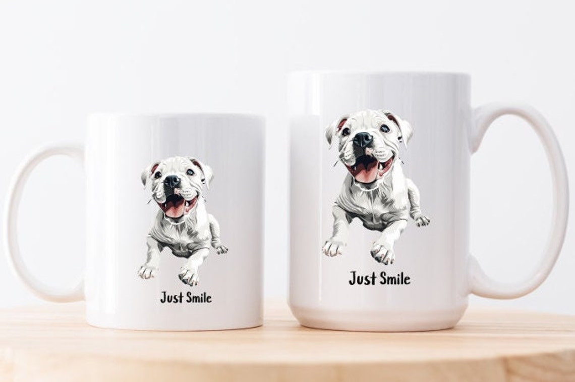 Smiling Pitbull Puppy Mug Pitbull Mug, Puppy, Dog Lover Gift, Happy Dog ...