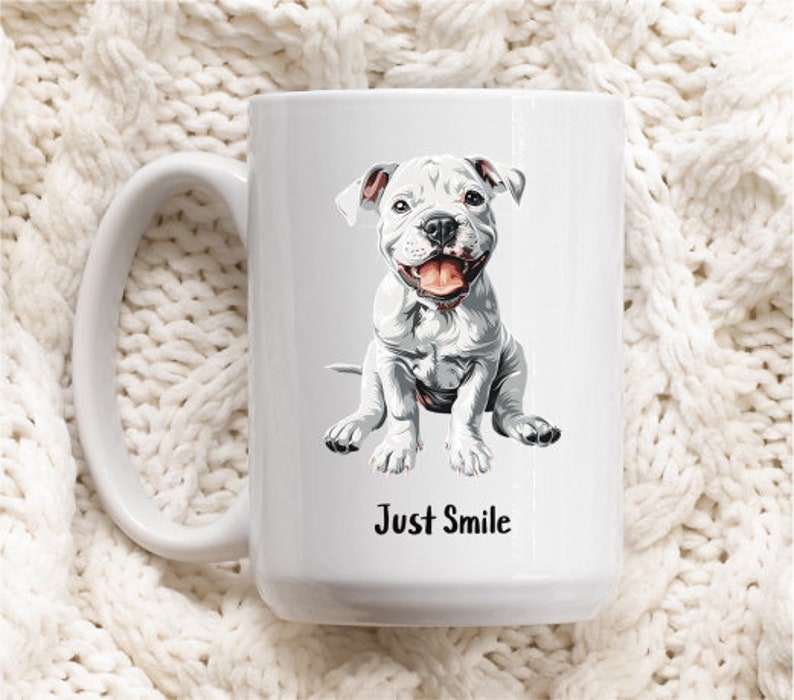 Pitbull Puppy Smile Mug Pitbull Mug, Puppy, Dog Lover Gift, Happy Dog ...