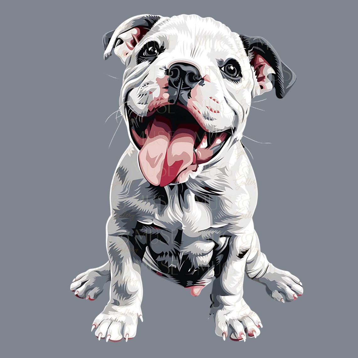 Smiling Pitbull Puppy Clipart - 5 High Quality | Pitbull PNG, Digital ...