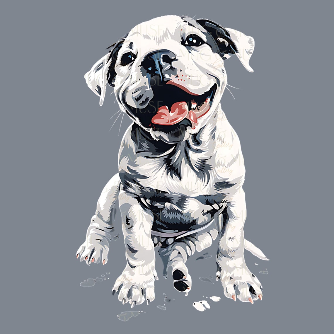 Smiling Pitbull Puppy Clipart - 5 High Quality | Pitbull PNG, Digital ...